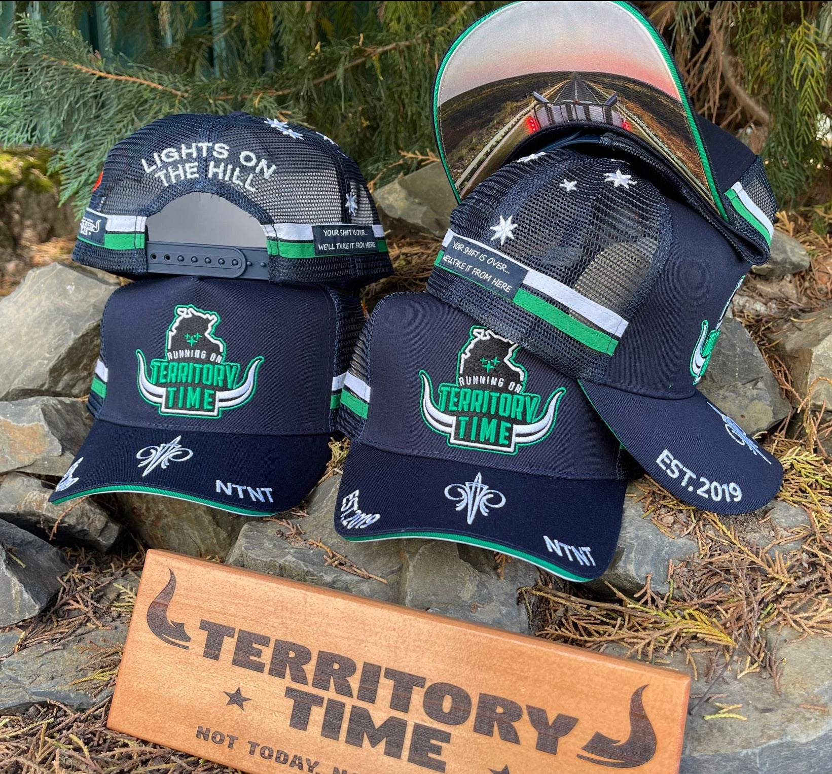 TERRITORY TIME "Lights on the Hill" HAT - Green Stripe – Not Today, Not ...